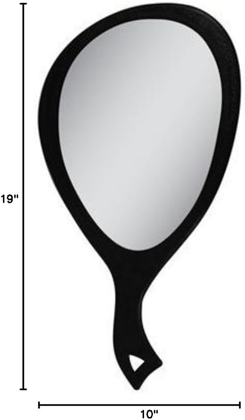 Zadro Large Hand Mirror with Handle Salon Mirrors for Hair Stylist, Big Handheld Mirror Makeup Mirror Wall Mounted Hang (Large: 19" x 10", Black Onyx)