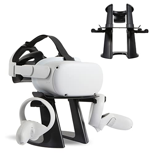 VR Holder,Durable and Stable VR Display Stand Compatible with Oculus Quest,Quest 2 or Rift S Headset and Touch Controllers(Black)