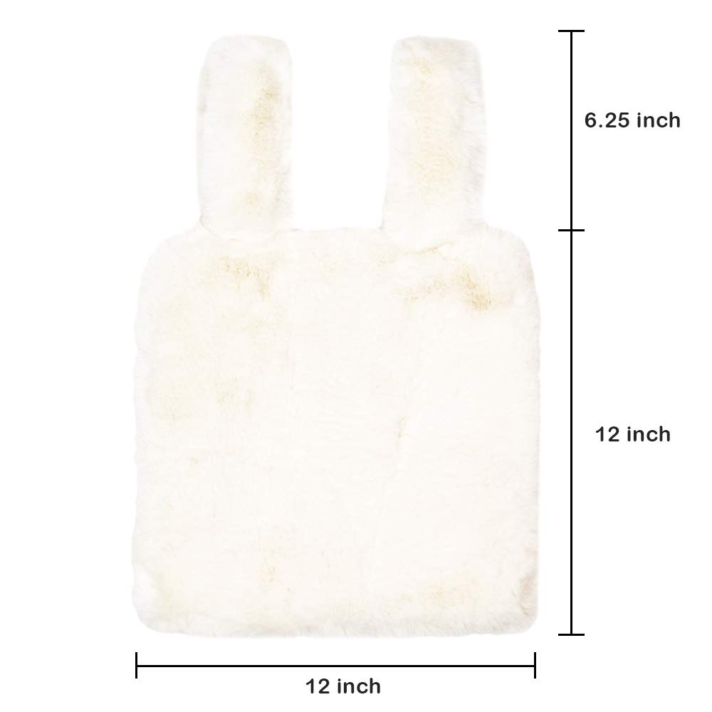 Me Plus Soft Faux Fur Pull Through Strap Slouchy Wrist Fashion Tote Bag (Ivory)