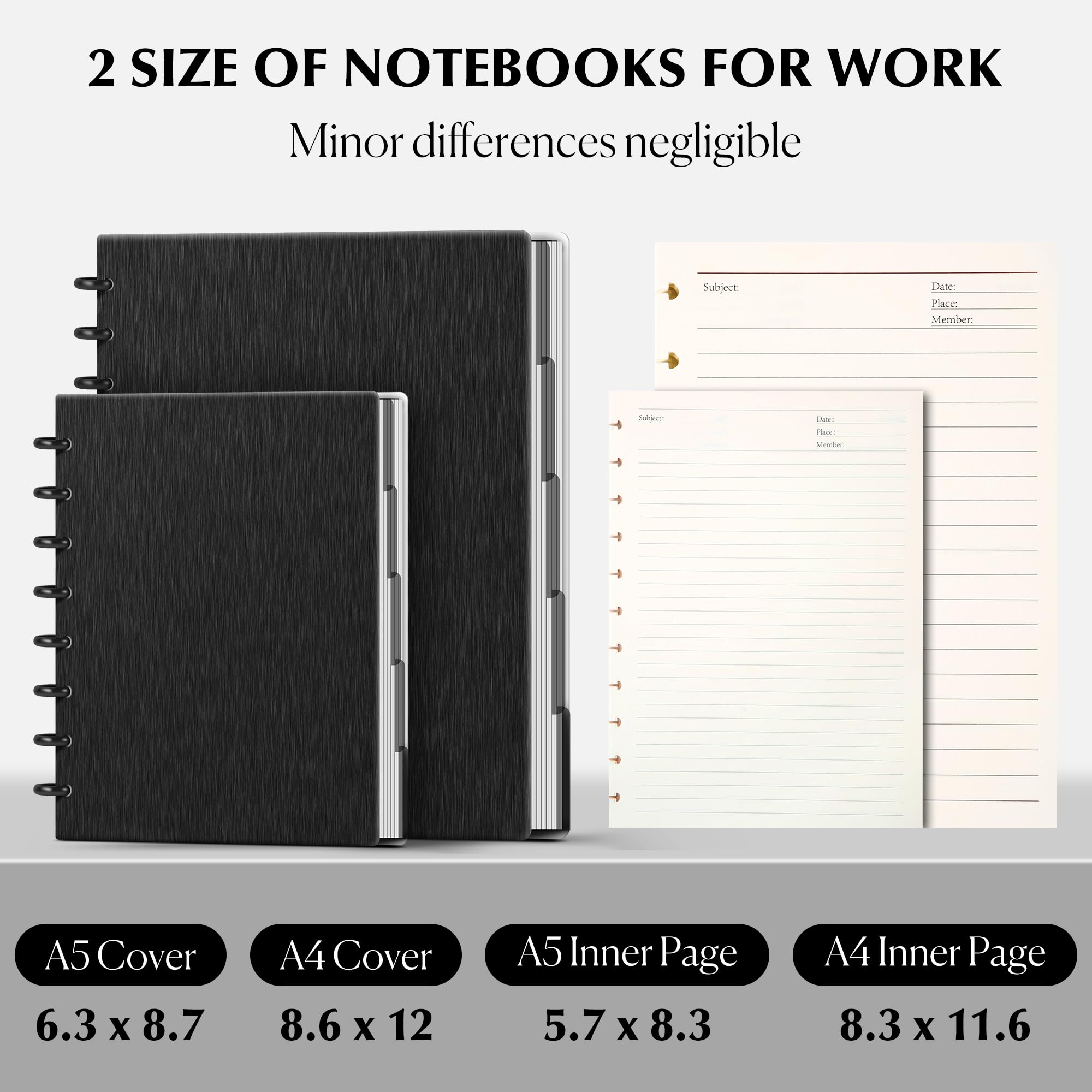 Yoment Discbound Notebook Refillable 5 Subject Notebook(9in x 12in) Customizable Spiral Journal with Removable Pages 120 Disc Planner with Dividers & 12 Tabs for Work Meeting School, Pink