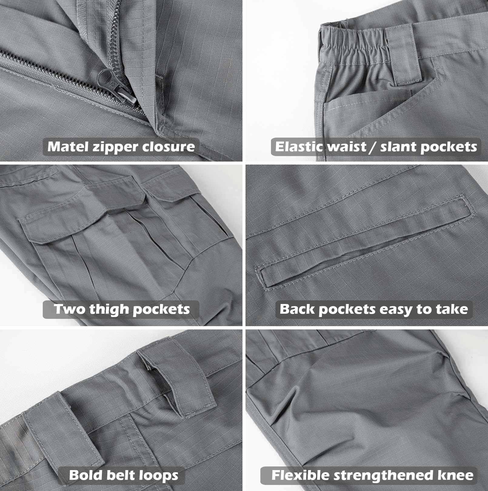 NAVEKULL Men's Outdoor Tactical Pants Rip Stop Lightweight Waterproof Military Combat Cargo Work Hiking Pants
