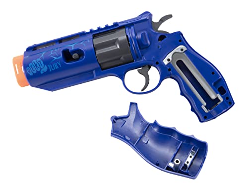 Rekt Jury Revolver CO2-Powered Foam Dart Blaster Pistol Gun, Blue