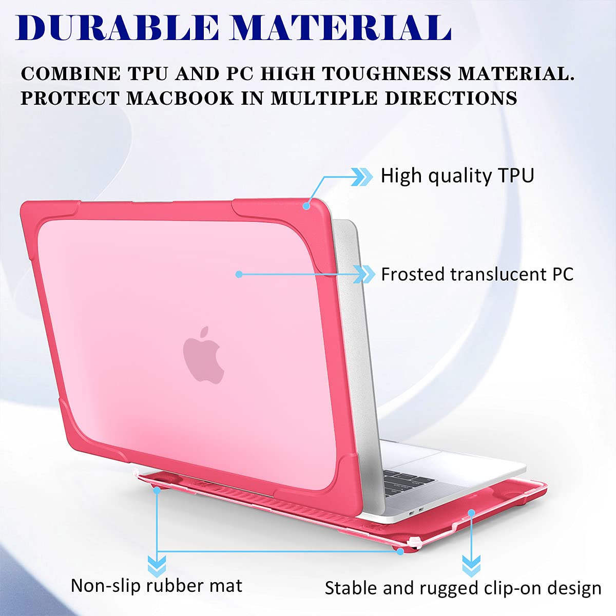 Mektron Laptop Case for MacBook Air 13 2022 2021 2020 2019 2018 Release A2337 M1 A1932 A2179 with Touch ID,[Heavy Duty][Dual Layer] Hard Plastic Bumper Protective Cover Shell with Kickstand (Rose)