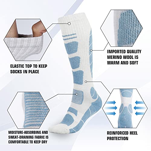 Ski Socks Merino Wool Thermal Knee High Winter Snowboard Sport Socks Men Women, Hunting