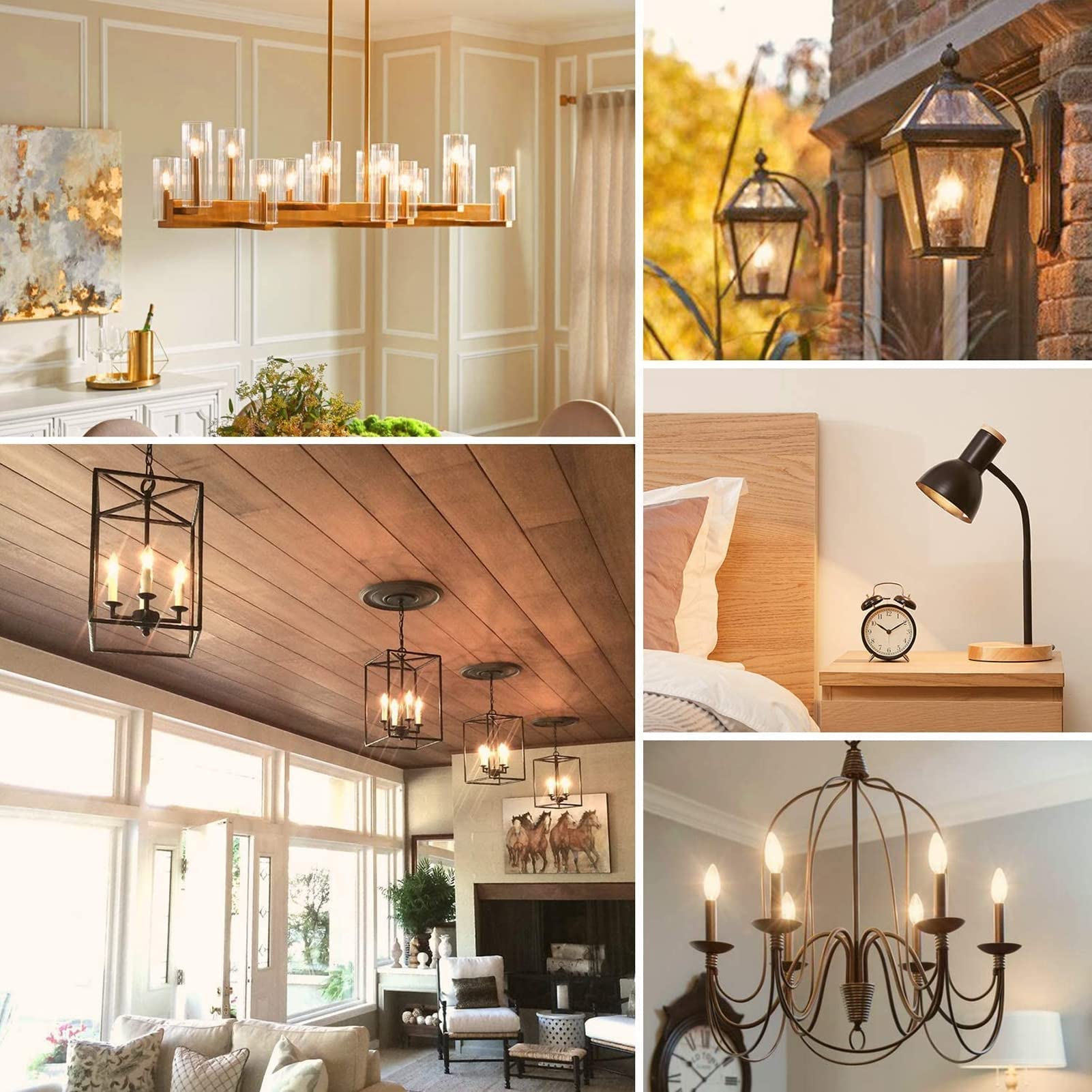 REDSALAD 10 Pack 110V Warm White Dimmable E14 Base 4W LED Filament Bulb, C35 Clear Glass Shape Bulbs, 40W Equivalent Chandelier Led Edison Bulbs