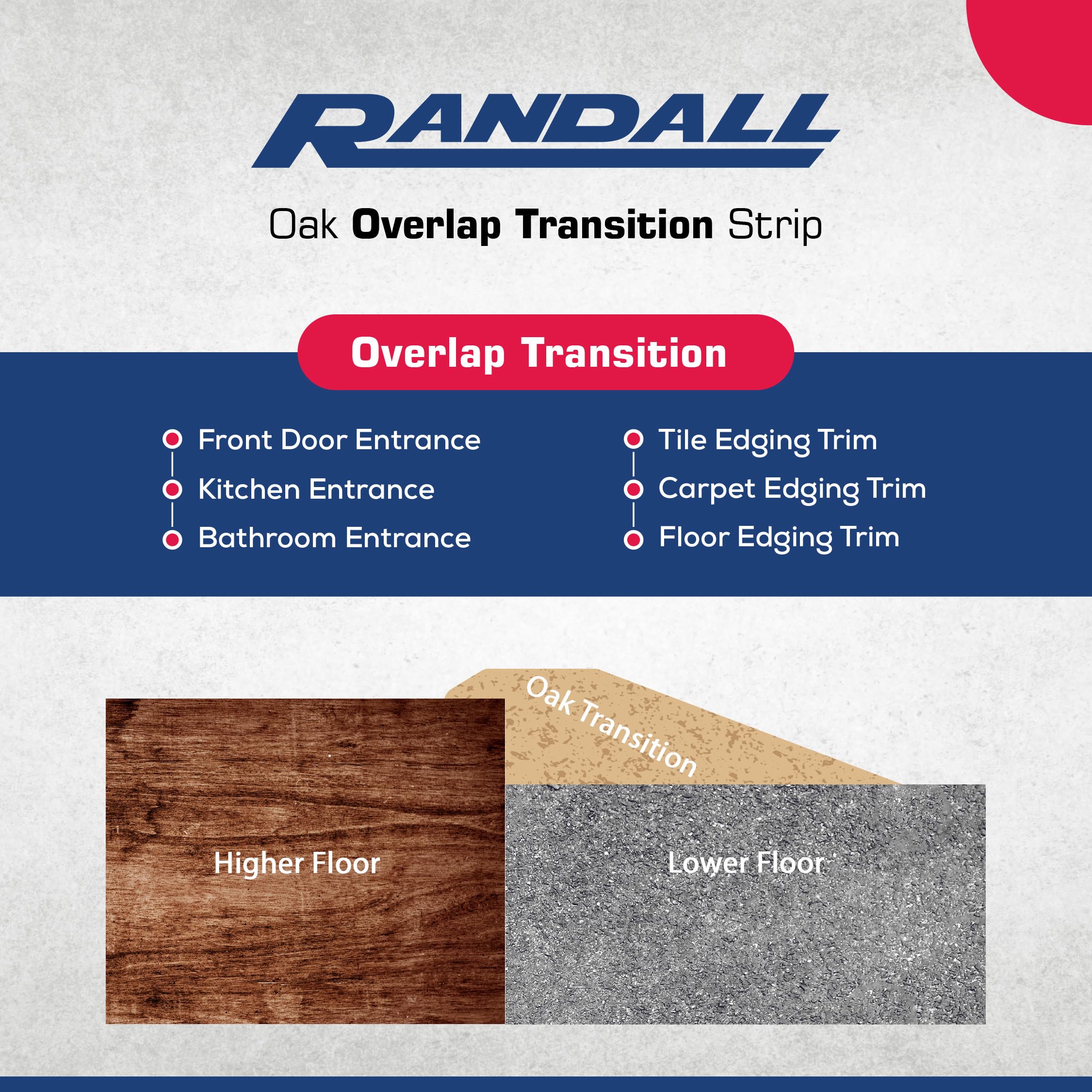 Oak Overlap Transition Strip for 1/2" Material 2 1/2" Wide (3 FT)