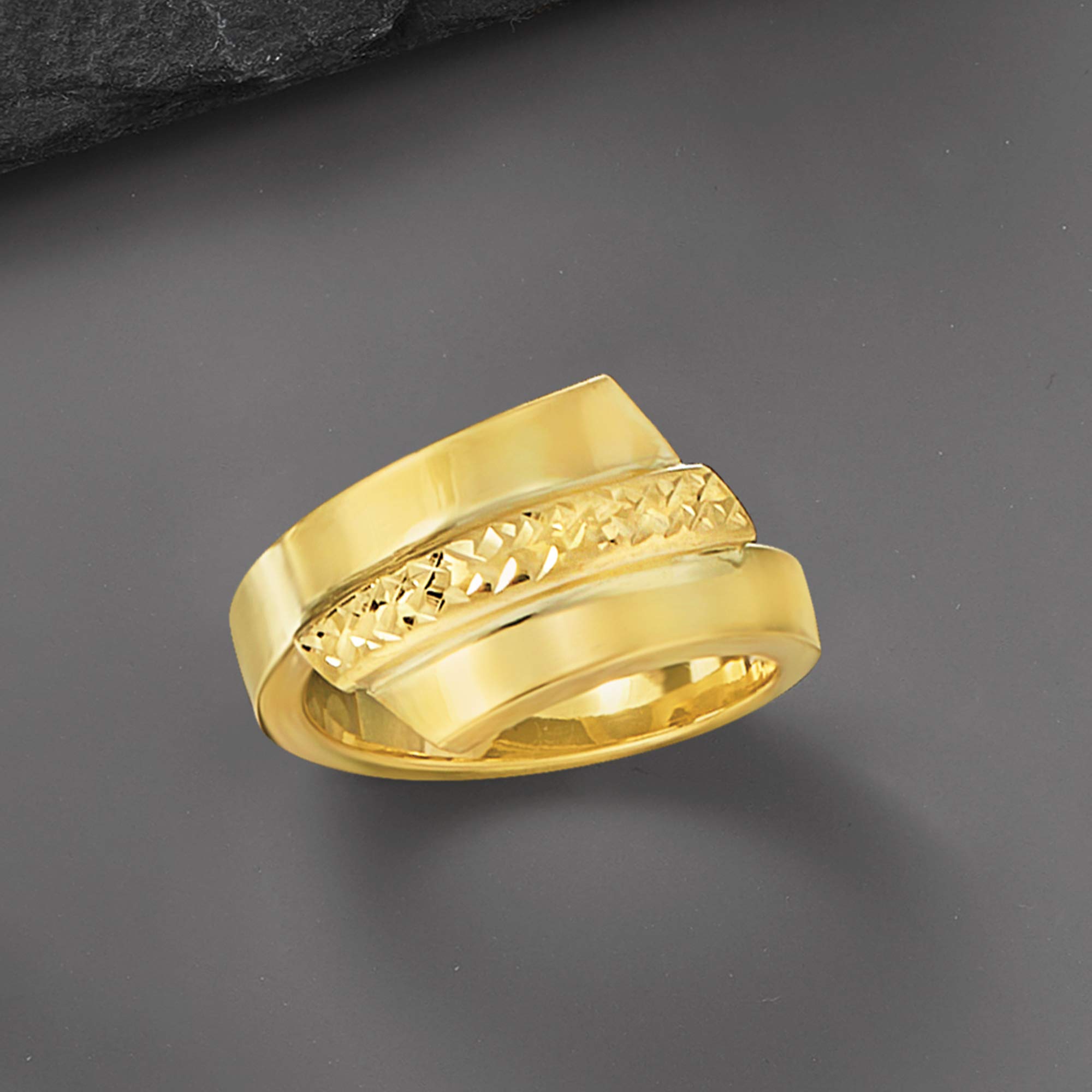 Ross-Simons Italian 14kt Yellow Gold Diamond-Cut and Polished Ring. Size 7