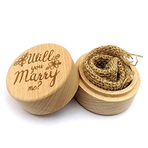 ZZYINH AN207 Personalized Engraving Rustic Wedding Wooden Ring Box Jewelry Trinket Storage Container Holder Custom Will You Marry Me Rings Small Jewelry