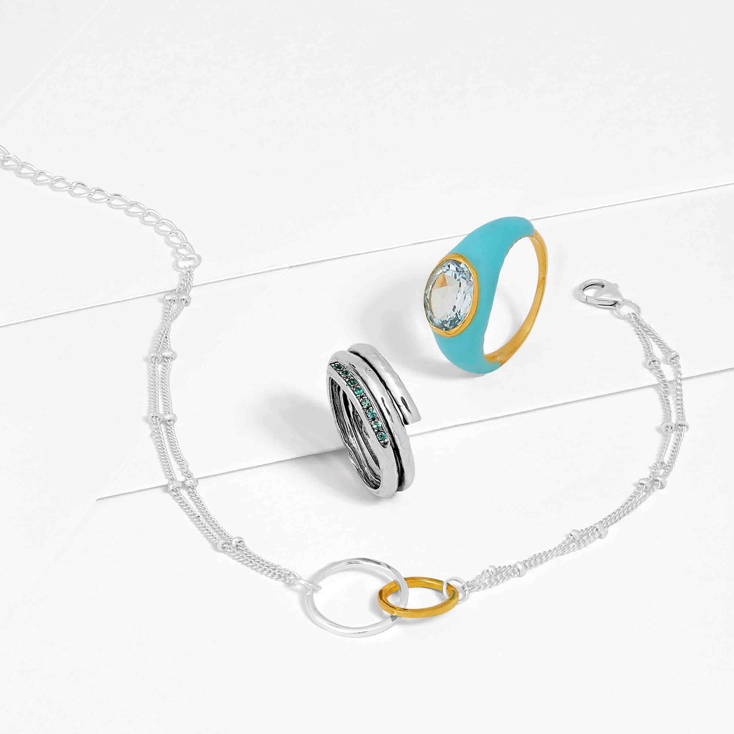 Silpada 'Mykonos' Blue Topaz Ring in 18K Yellow Gold-Plated Sterling Sliver, Size 8, Size 8