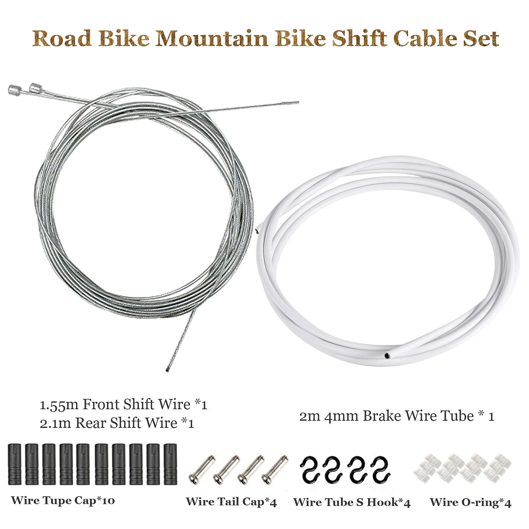 Muye Universal Bike Bicycle Shift Derailleur Cable Kit Bicycle Shift Wire Set for Mountain Road Bike Cycling Repairing