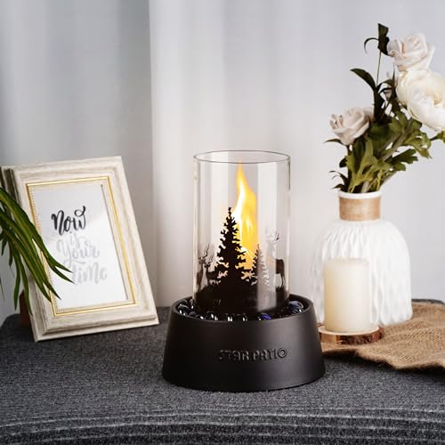STAR PATIO Tabletop Fire Pit - Fire Bowl with Fire Glass, Ethanol Fire Pit, Unique Design Mini Personal Fireplace for Indoor & Garden - Bio Ethanol Fuel, Decor Birthday Gifts, FB001