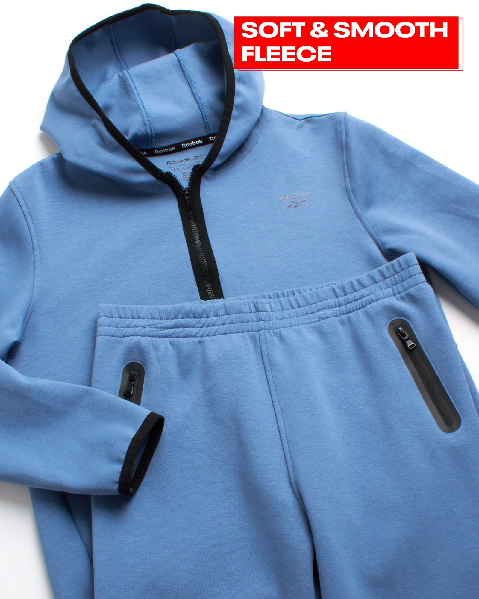 Reebok Boys' Sweatsuit - Active Fleece Zip Hoodie Sweatshirt and Jogger Sweatpants (2T-12), Size 12, Estate Blue