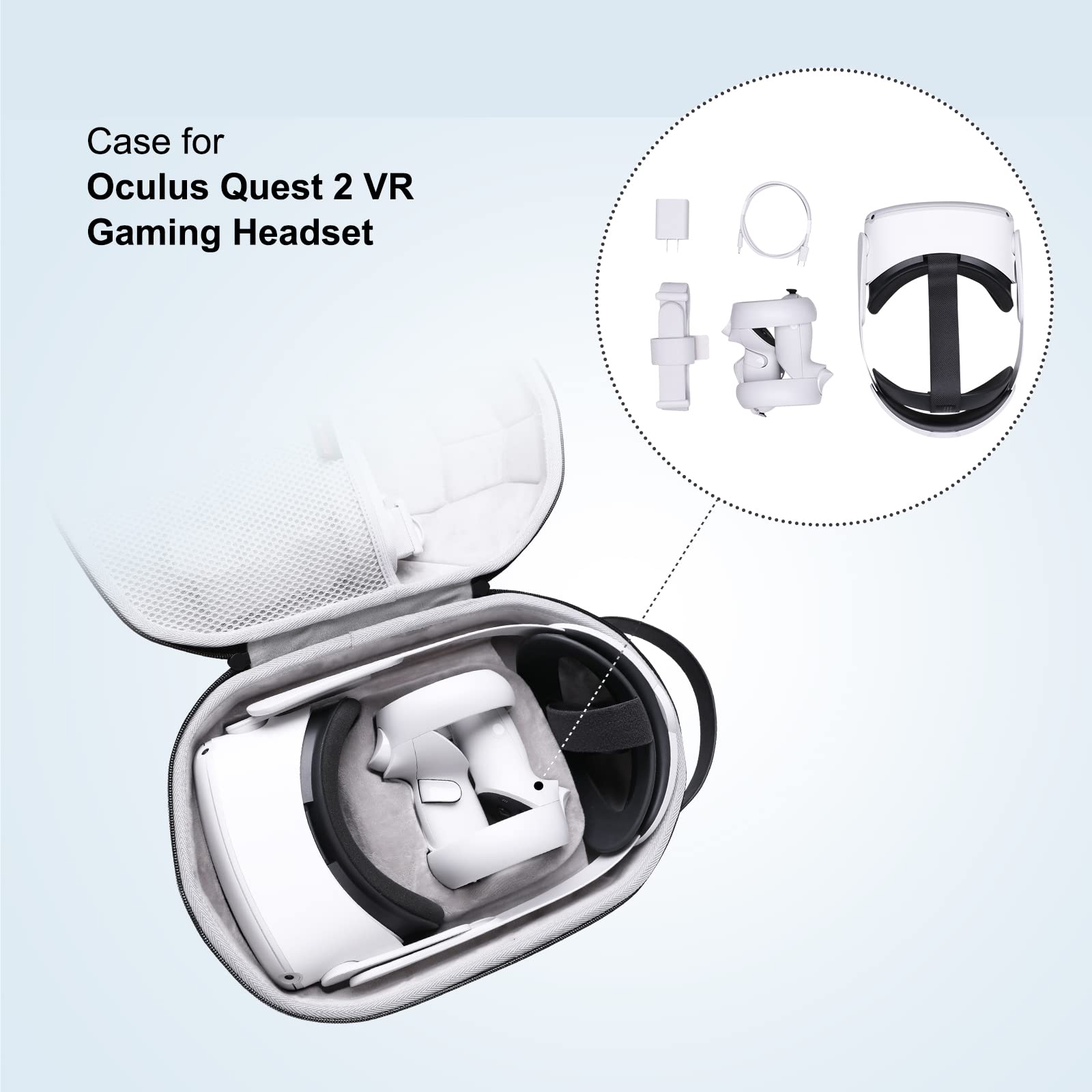 XANAD Hard Case for Oculus Quest 2 All-in-One VR Gaming Headset and Touch Controllers With Shoulder Strap - Carrying Storage Bag