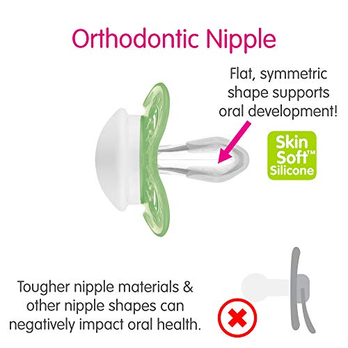 MAM Original Baby Pacifier, Nipple Shape Helps Promote Healthy Oral Development, Sterilizer Case, Attitude/Girl, 0-6 (Pack of 2)