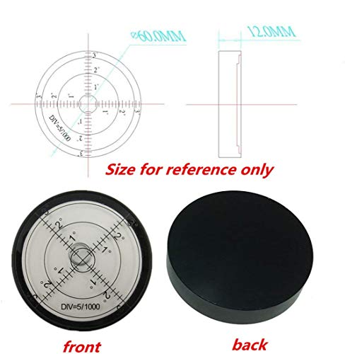 XMLEI Levels High Precision Round Bullseye Bubble Aluminium Case Bullseye Spirit Bubble Surface Level Round Inclinometers for Surveying Instruments and Tribrachs, Ø60mm,Accuracy 15'/2
