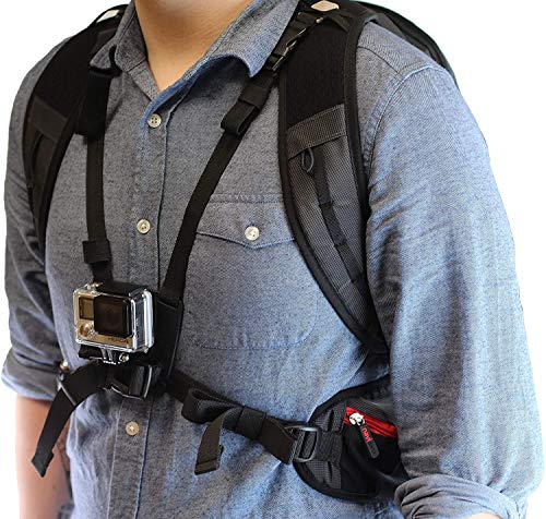 Navitech Action Camera Backpack & Grey Storage Case With Integrated Chest Strap - Compatible With The SJCAM SJ8 Pro Action Camera