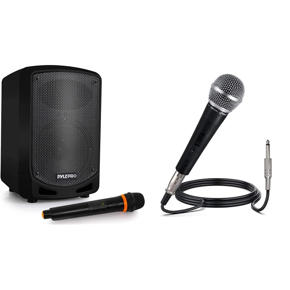 Pyle Bluetooth Karaoke PA Speaker with Wireless Mic and Pyle Professional Dynamic Vocal Microphone