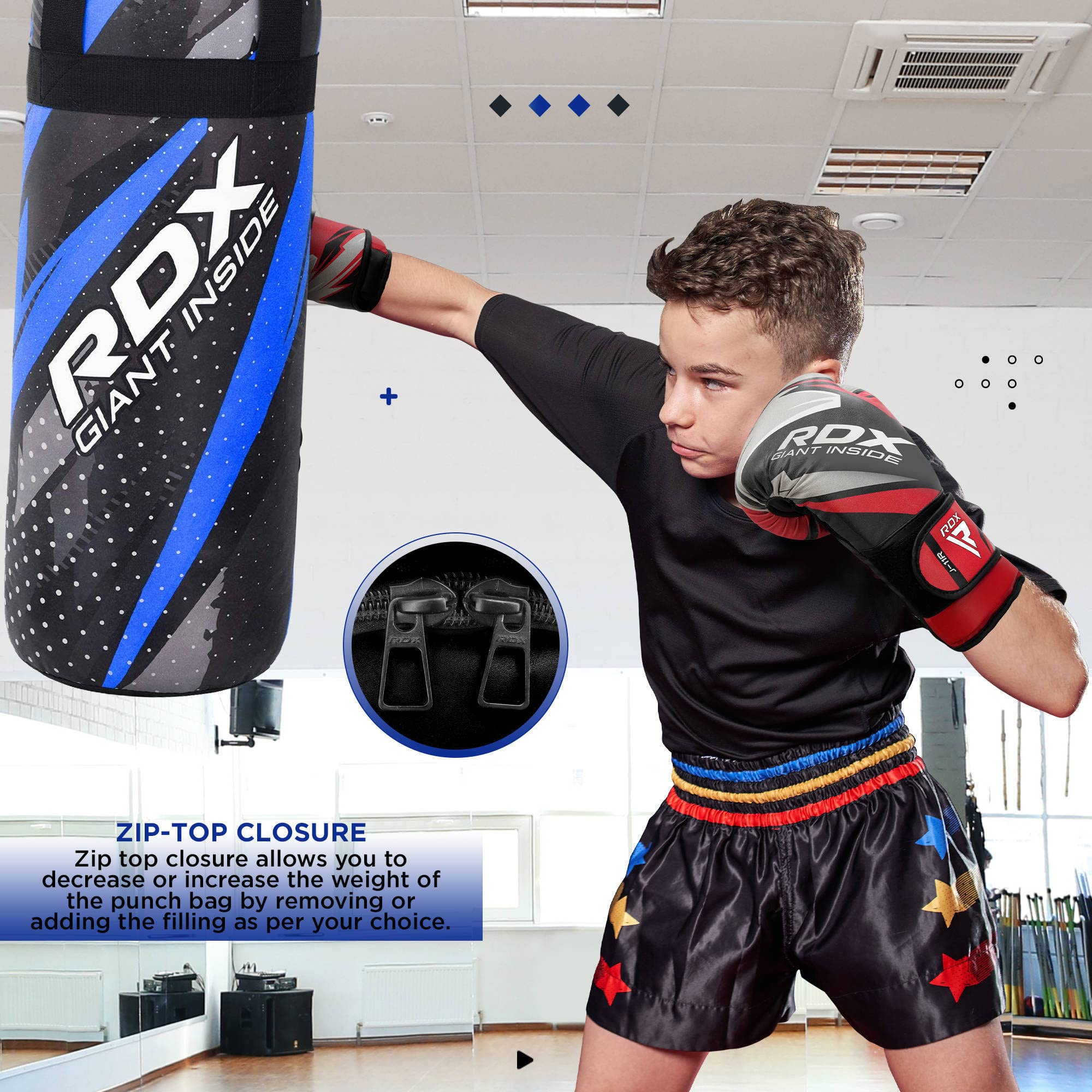 RDX Kids Punching Bag 2FT with Punch Gloves, Heavy Filled Boxing Set, Non Tear Maya Hide Leather Junior Hanging Bag, Kickboxing MMA Grappling Muay Thai Taekwondo Karate BJJ Workout Training