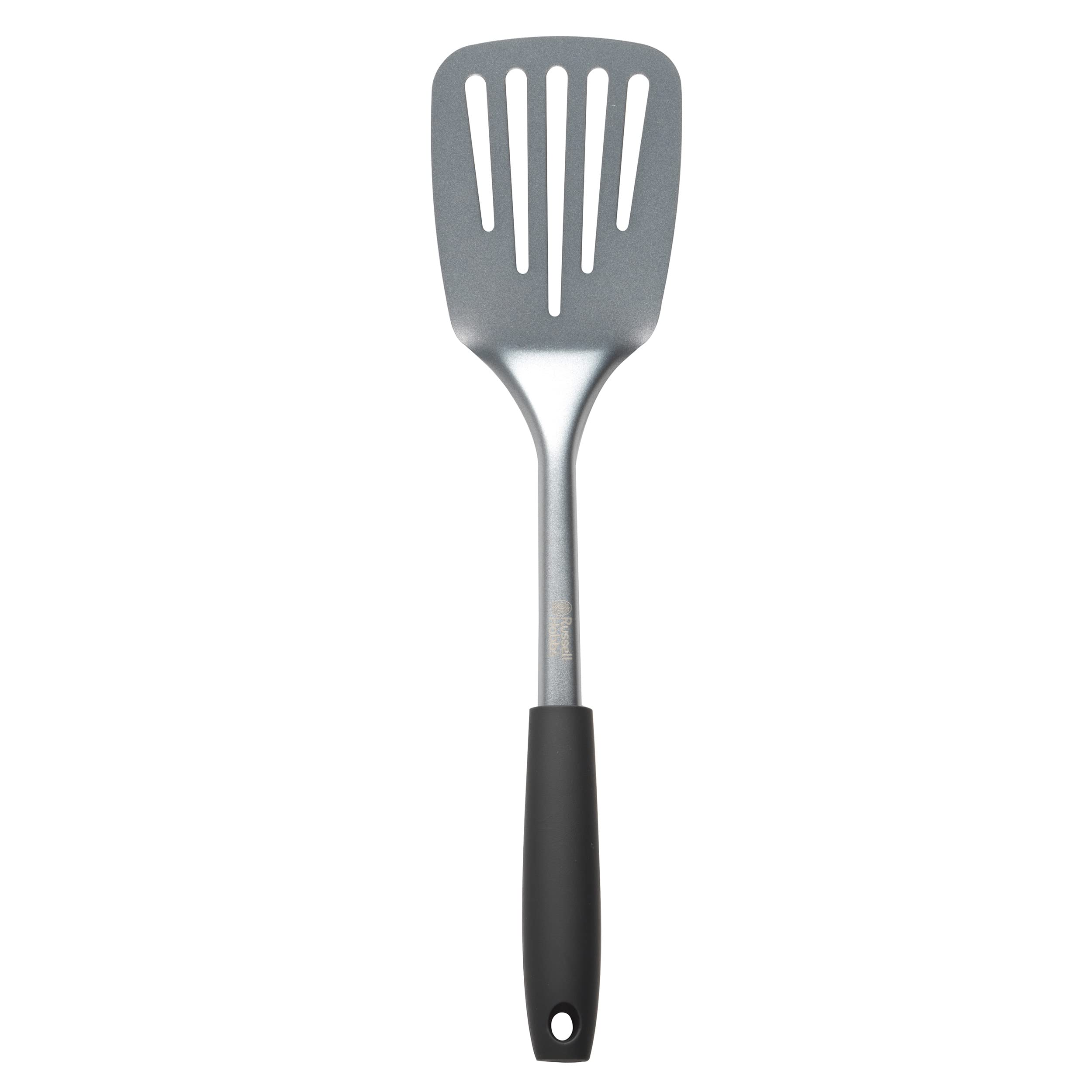 Russell Hobbs RH01722EU7 Pearlised 5 Piece Kitchen Utensil Set, Cooking Tools Including Slotted Spoon, Solid Spoon, Slotted Spatula, Spaghetti Spoon and Masher, Soft-Touch Handles & Hanging Hooks