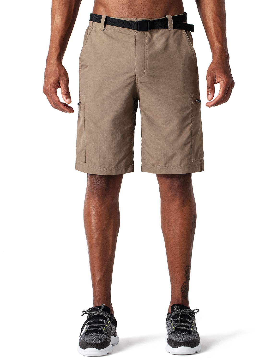 NAVISKIN Men's Quick Dry UPF 50+ Cargo Shorts Lightweight Hiking Outdoor Shorts Khaki Size XL