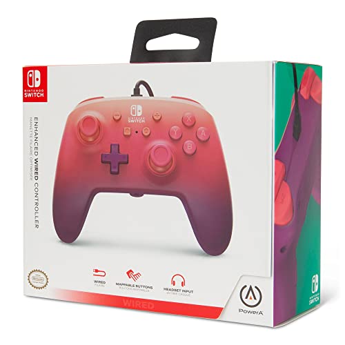 PowerA Enhanced Wired Controller for Nintendo Switch - Fuchsia Fantasy, pink, red, purple, gamepad, wired video game controller, gaming controller