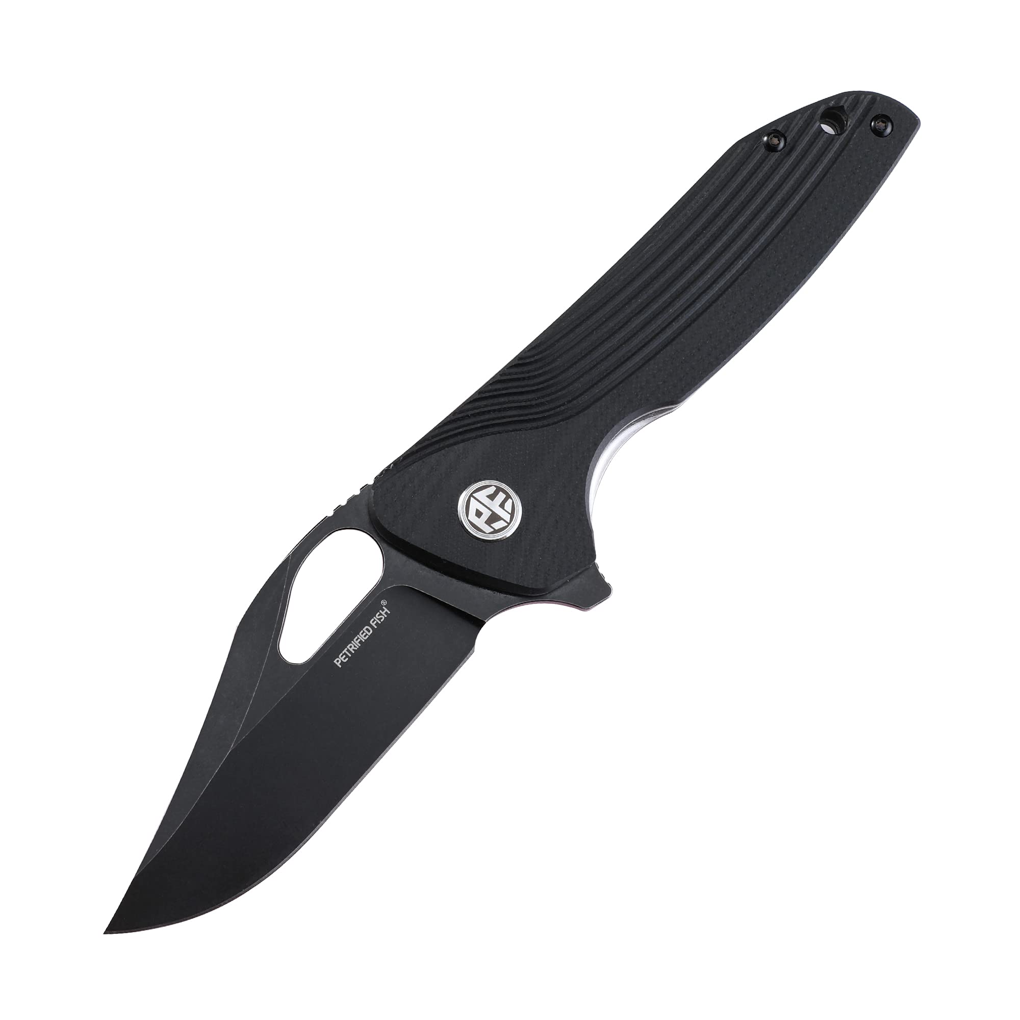 Petrified fish PF999 Original k110 steel blade folding knife ceramic ball bearing G10 handle outdoor camping hunting edc tool (Black)