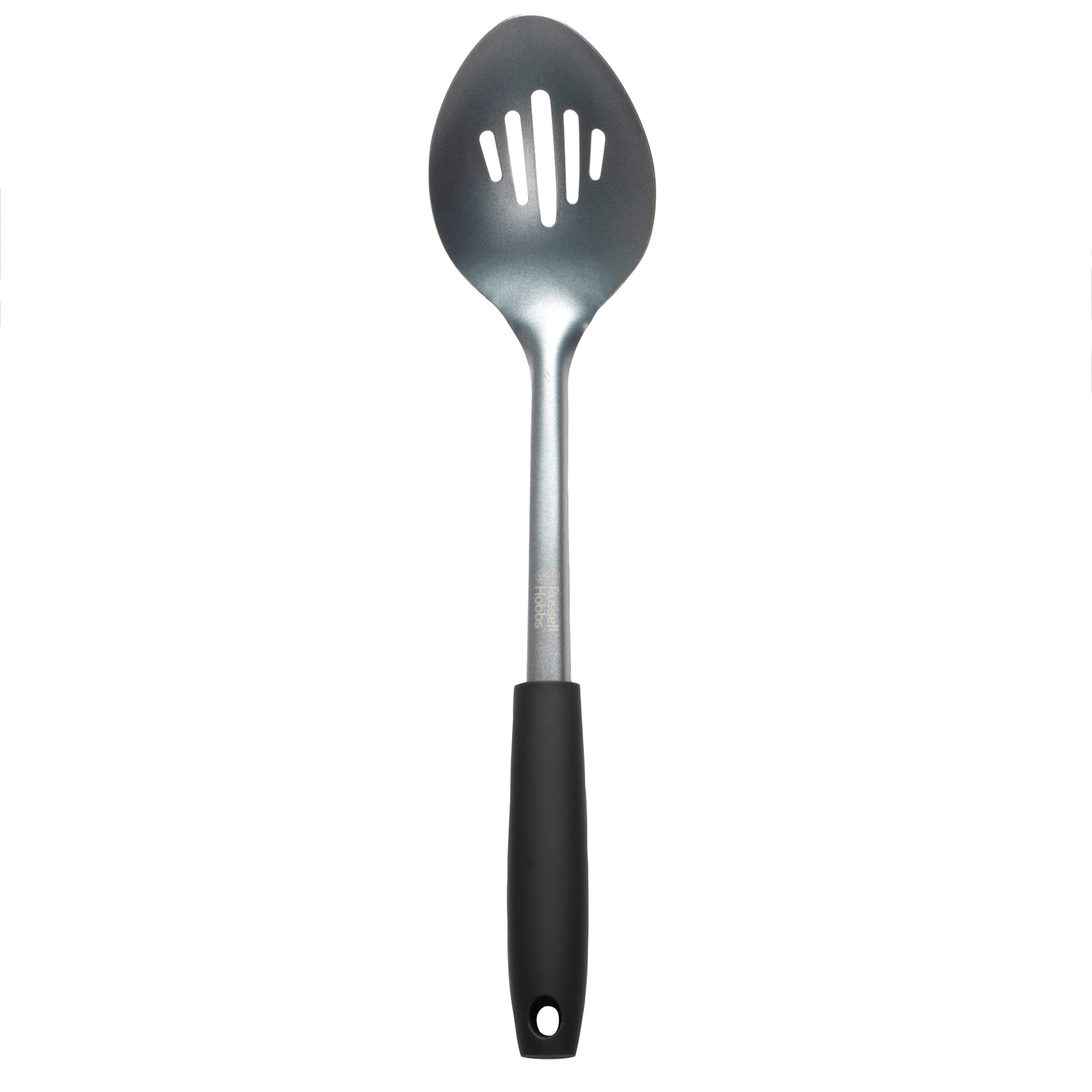 Russell Hobbs RH01722EU7 Pearlised 5 Piece Kitchen Utensil Set, Cooking Tools Including Slotted Spoon, Solid Spoon, Slotted Spatula, Spaghetti Spoon and Masher, Soft-Touch Handles & Hanging Hooks