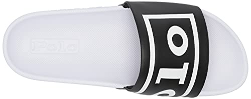 POLO RALPH LAUREN Men's Slide Sandal, Black/White, 11