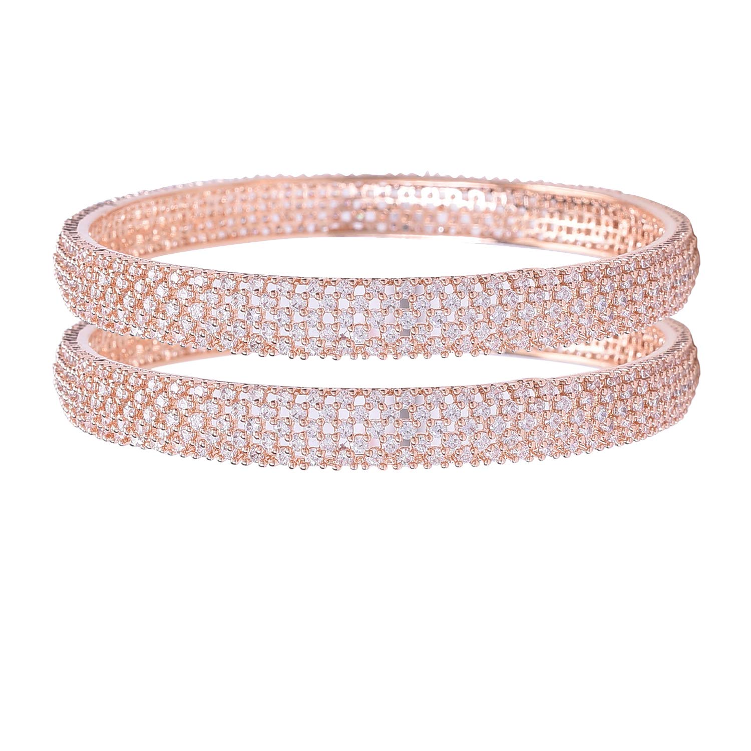 Ratnavali Jewels CZ Zirconia Sleek Designer Bracelet Bollywood Wedding Bangle Jewelry Women