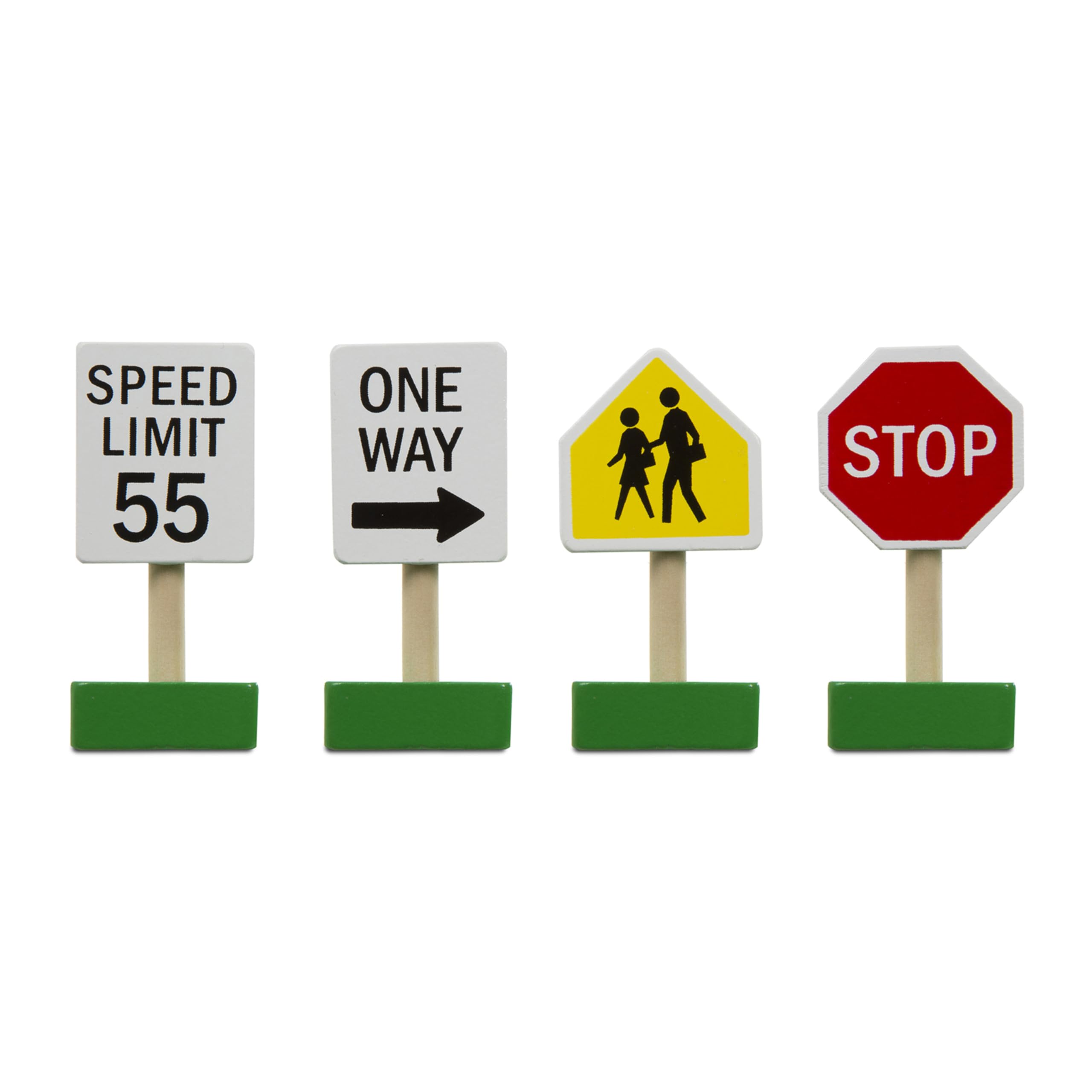 Melissa & Doug Jumbo Roadway Activity Rug, 4 Wooden Traffic Signs, 79"L X 60"W - Pretend Play Road Activity Rug