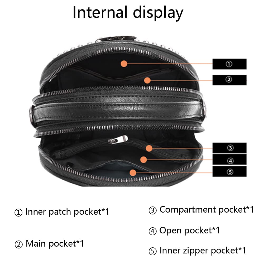 Vintage Round Crossbody Purse for Women Small Top Handle Clutch Handbag with Tassels Leather Designer Shoulder Bag Small