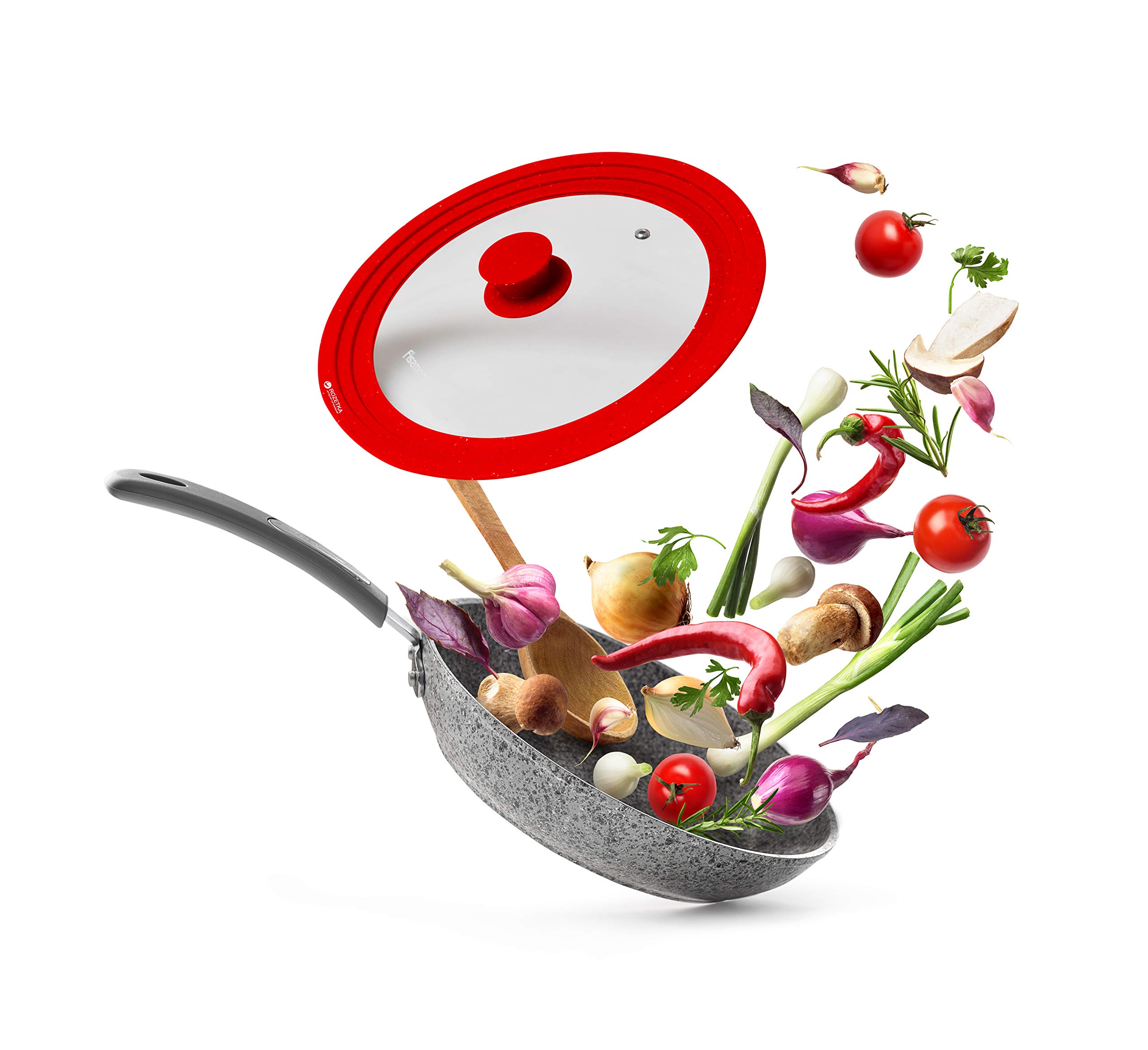 Universal Lid for Pots and Pans, Silicone Lids for Pots and Pans, Pan Lids, [Pack of 2], Frying Pan Cover- Replacement Lids Fits 7-12 inch, Black & Red
