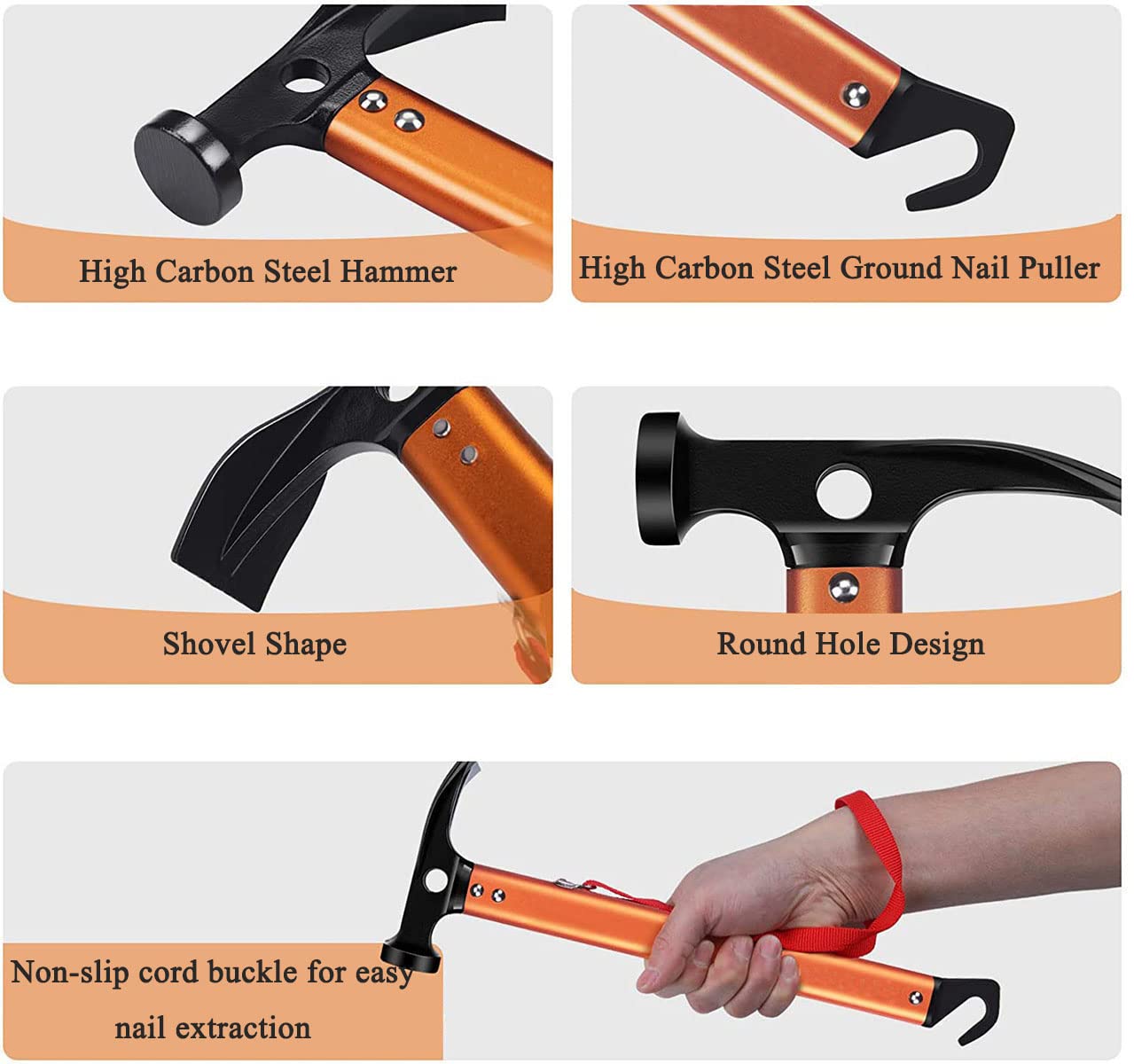 SKYROSEXSDCT Tent Stakes Set Self-Locking Nail with Storage Bag for Outdoor Tent Construction Camping Travel Essential Tent Accessories