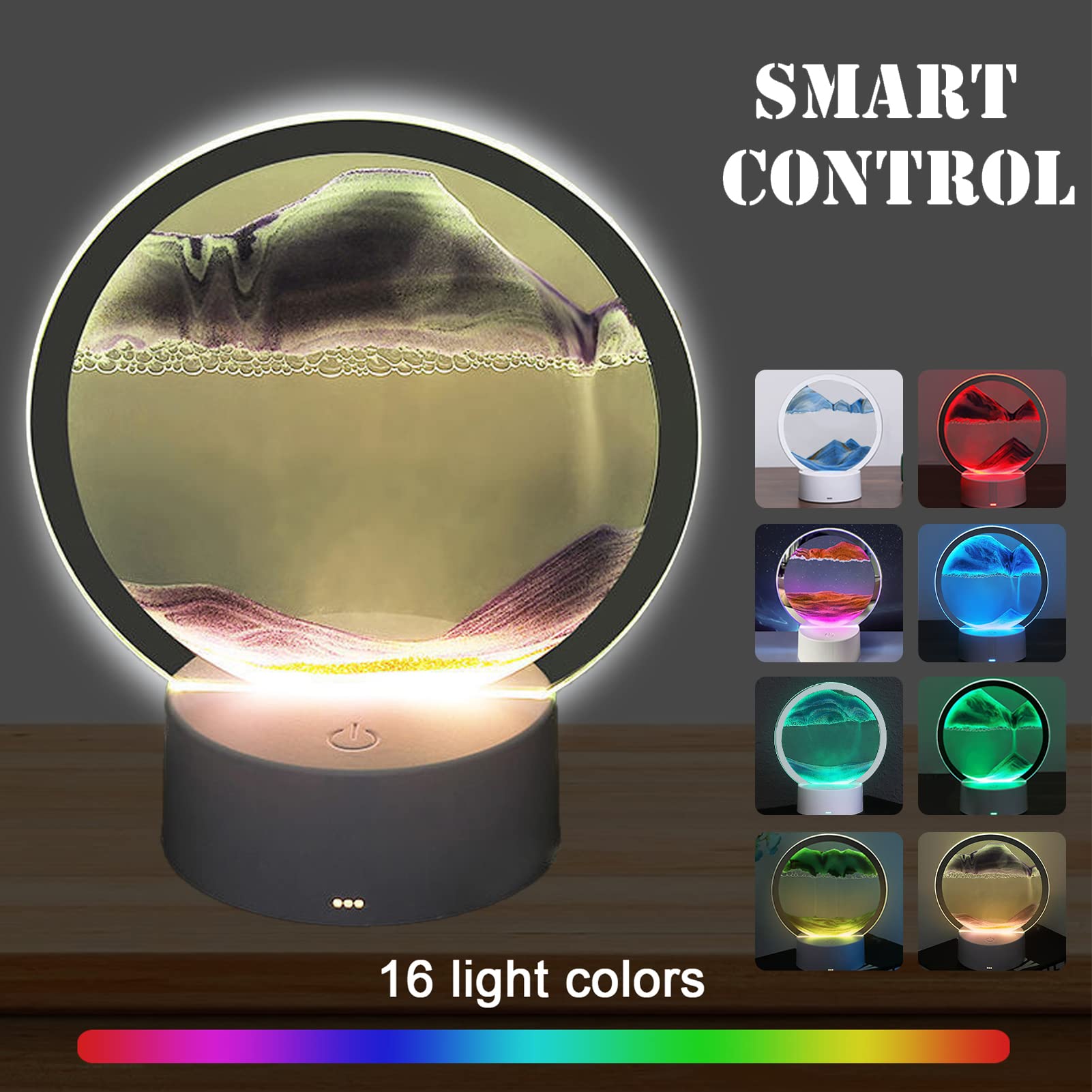 Xianfei 3D Sand Art Liquid Motion, Kinetic Art Quicksand Painting with Led Light Creative Home Office Relaxing Mood Desktop Sandscape, Black