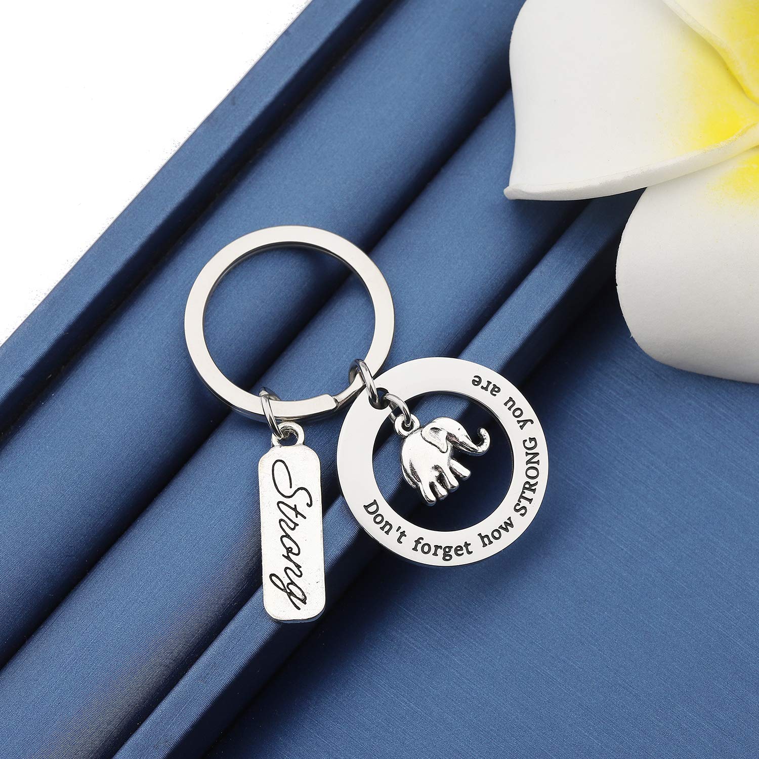 MYOSPARK Elephant Inspirational Keychain Gift For Elephant Lovers (STRONG Elephant Keychain-circle)
