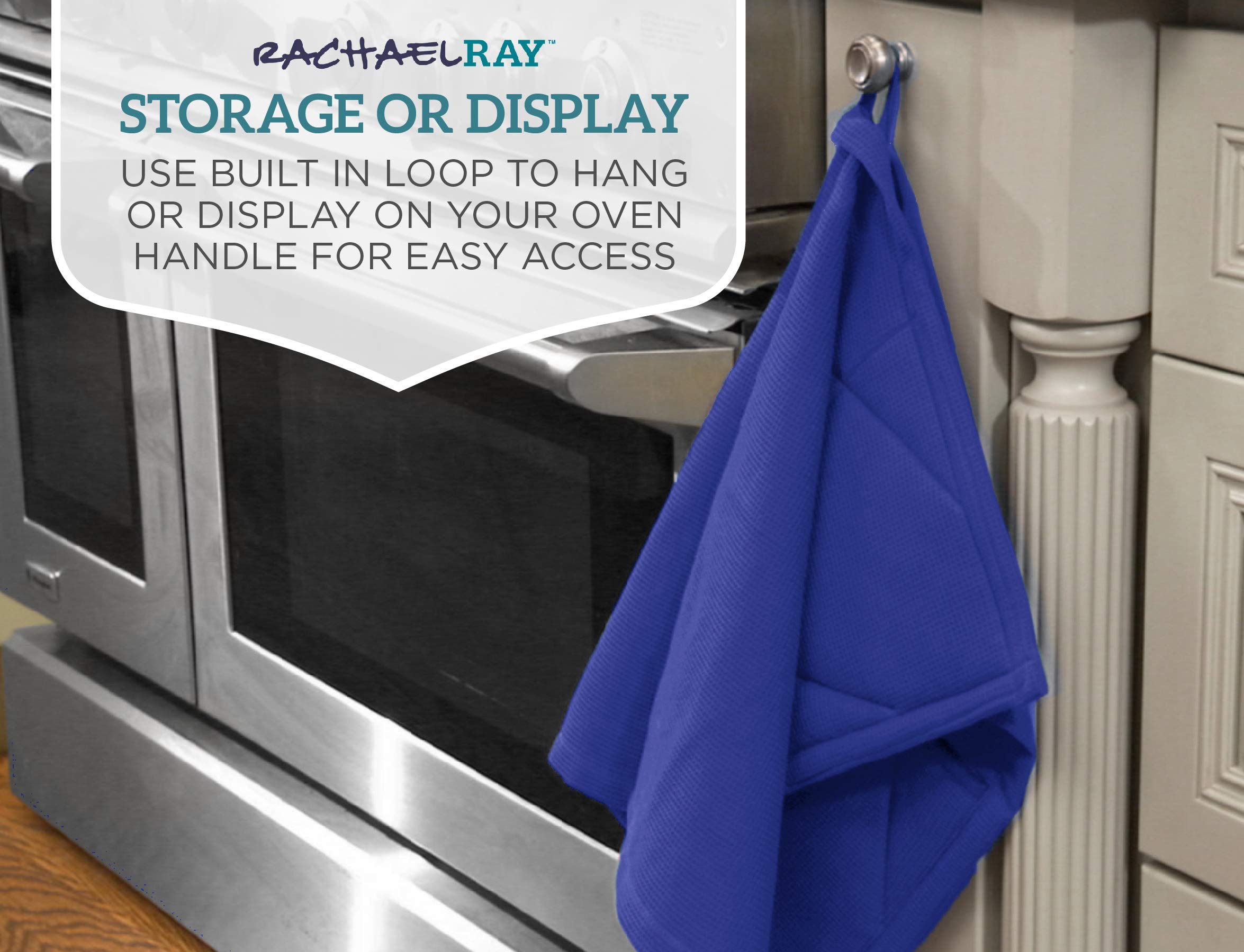 Rachael Ray Multifunctional 2-in-1 Moppine, Ultra Absorbent Kitchen Towel & Heat Resistant Pot Holder, Blue