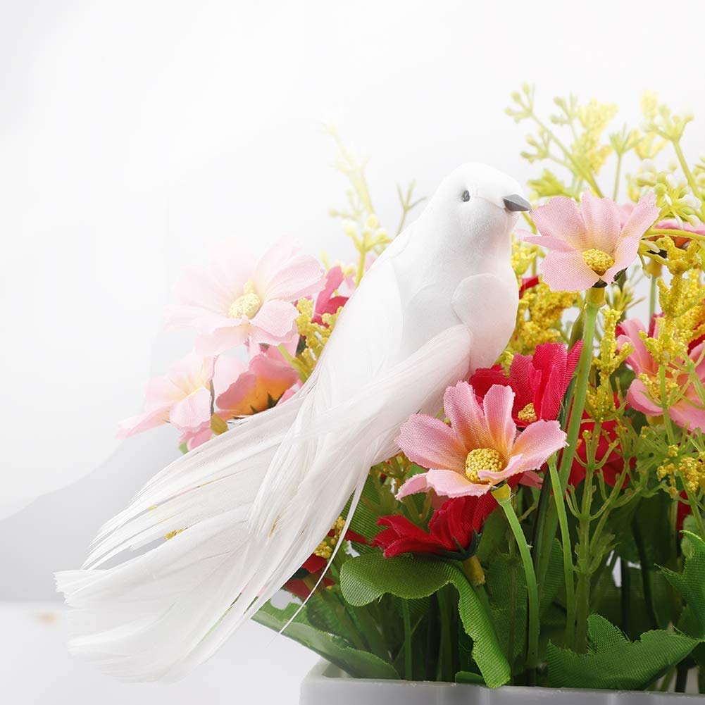 NERKT 12Pcs Artificial White Doves, White Feathered Mini Birds White Doves Decoration with Metal Clip for Craft Home Garden Wedding DIY Decor Christmas Tree Ornaments