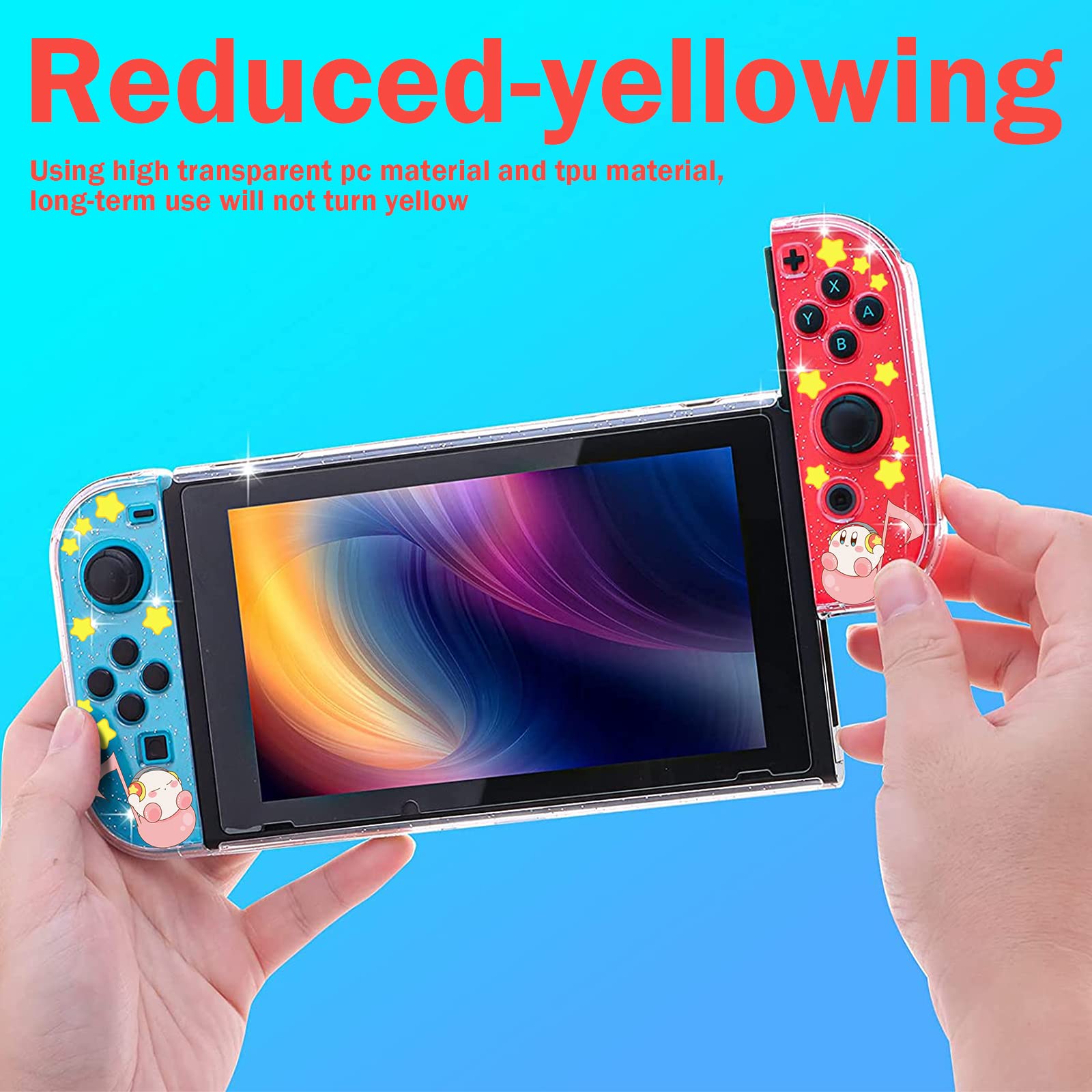 Xcitifun Designed for Nintendo Switch Case Joy-Con Switch Clear Cases [PC+TPU] for Girls Boys Kids Cute Kawaii Cartoon Protective Shell Compatible with Nintendo Switch Controller Cover - Character 1