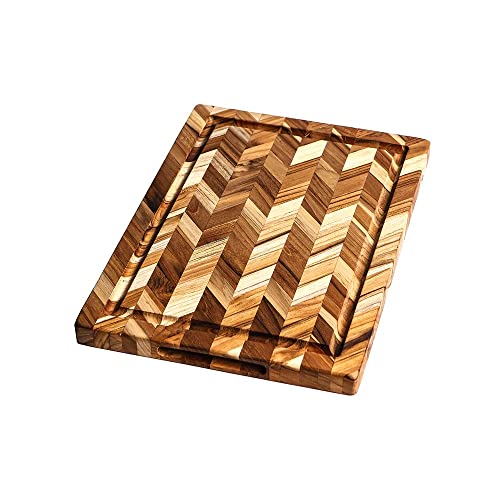 TeakHaus Herring End Grain 14 x 10 Inch Rectangular Heavy Duty Board