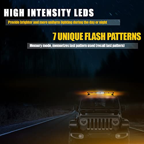 NO. 32 38.5" 78 LED Emergency Strobe Light Bar Double Side Flashing High Intensity Emergency Hazard Warning Flash Strobe Light with Magnetic Base for Safety Construction Vehicles Tow Trucks