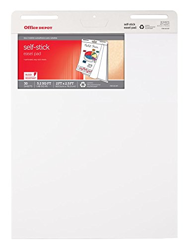 Office Depot® Brand Bleed Resistant Self-Stick Easel Pads, 25" x 30", 30 Sheets, 30% Recycled, White, Pack of 4