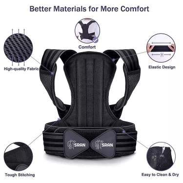 SRAN Posture Corrector for Men and Women with Progress Tracking App Medium Size - Adjustable, Comfortable, Lightweight Brace - to Improve Posture, Align Spine, and Relieve Back Pain, Neck Pain, Shoulder Pain - Premium Quality Support for Office, Work, Spo