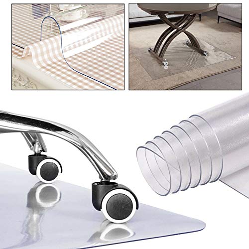 Plastic Carpet PVC Entrance Hall Office Home Bedroom Computer Swivel Chair Wooden Floor Transparent Protective Mat Coffee Table Waterproof Tablecloth (l)