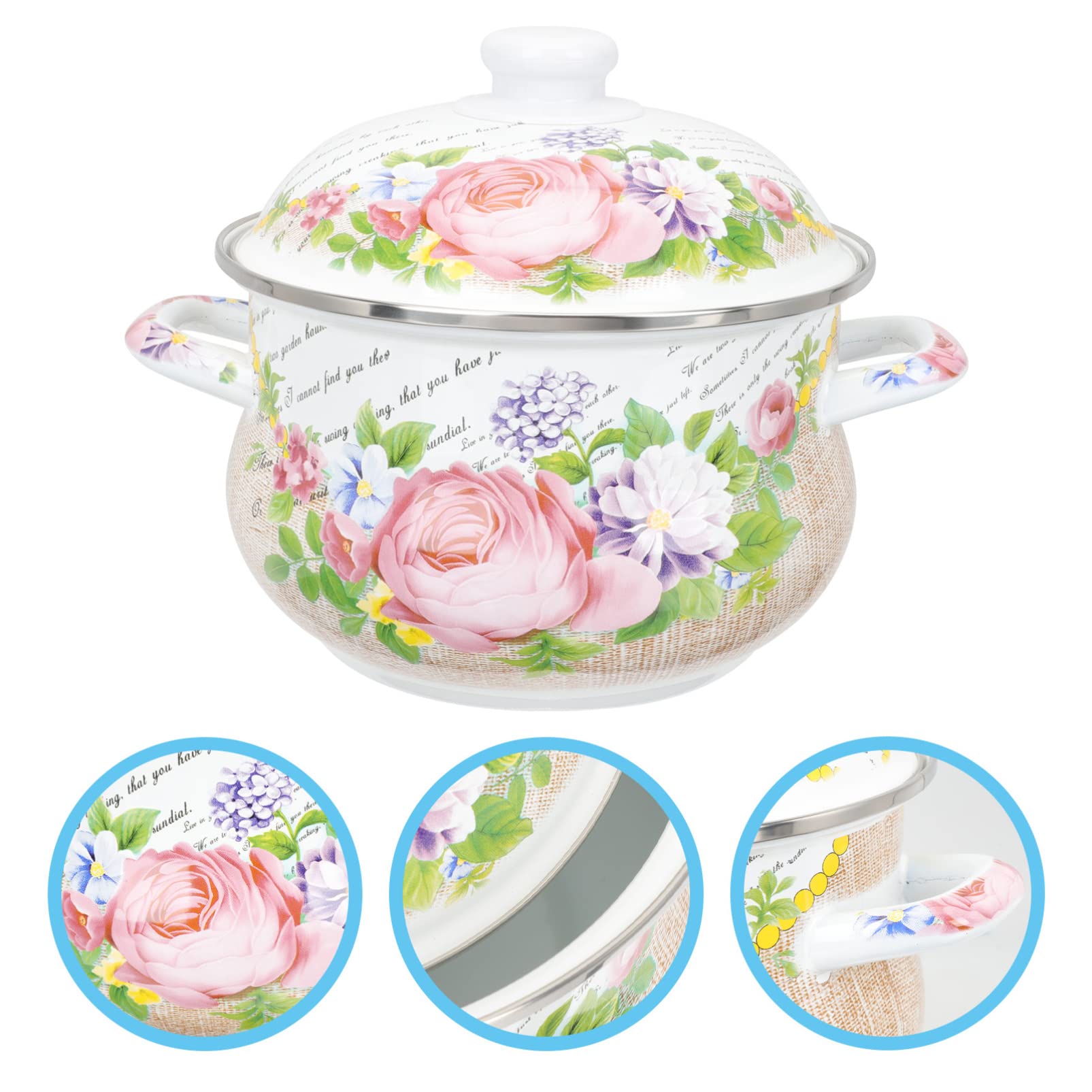 Yardwe Enamel on Steel Stock Pot with Lid Soup Pot Stew Pot Nonstick Pot Bread Pan Cooking Pot for Bread Baking 18cm Chamber Pot