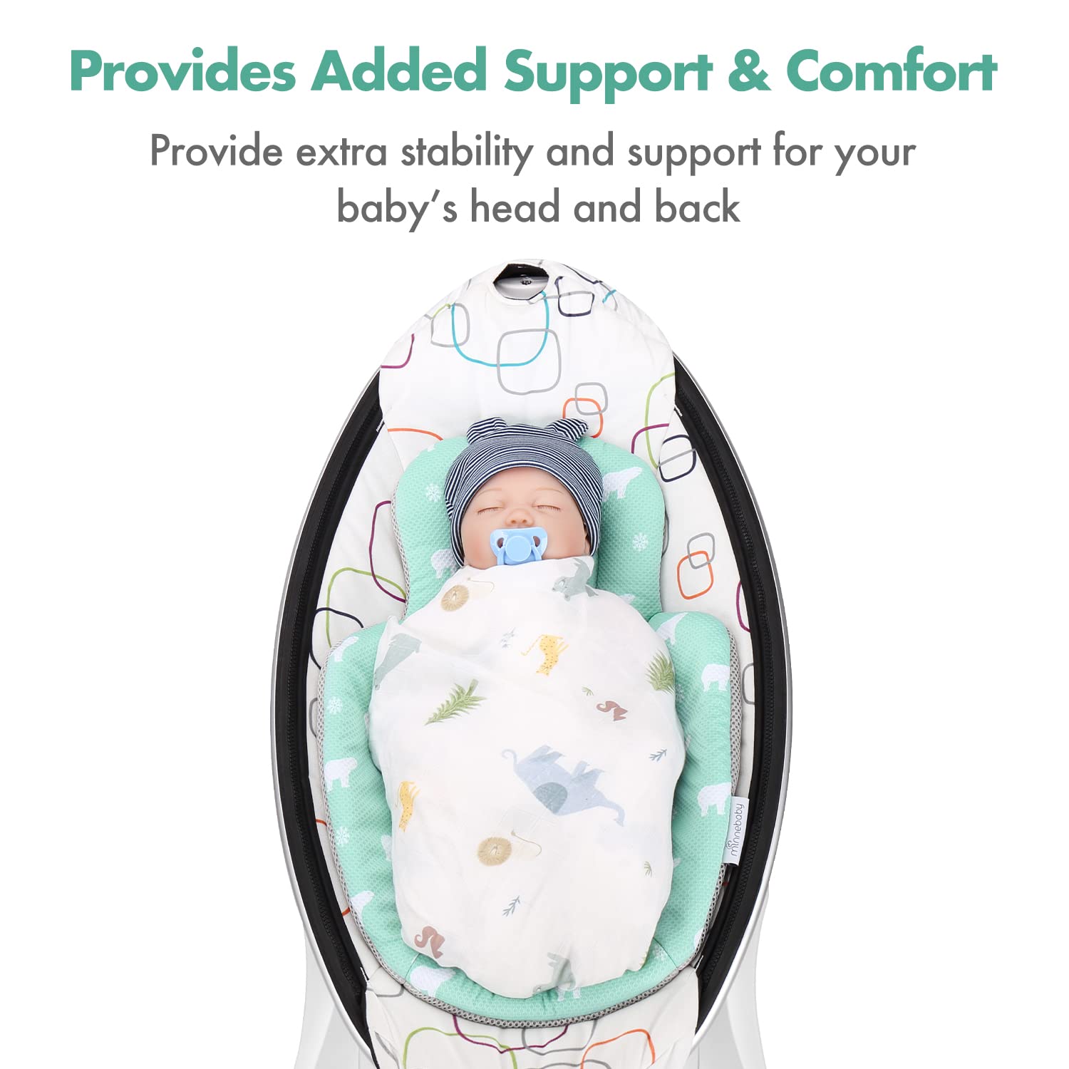 Minne Baby Infant Insert, Cool Mesh Fabric Newborn Insert Compatible with 4Moms MamaRoo and RockaRoo Swing, Soft and Breathable with Head and Body Support