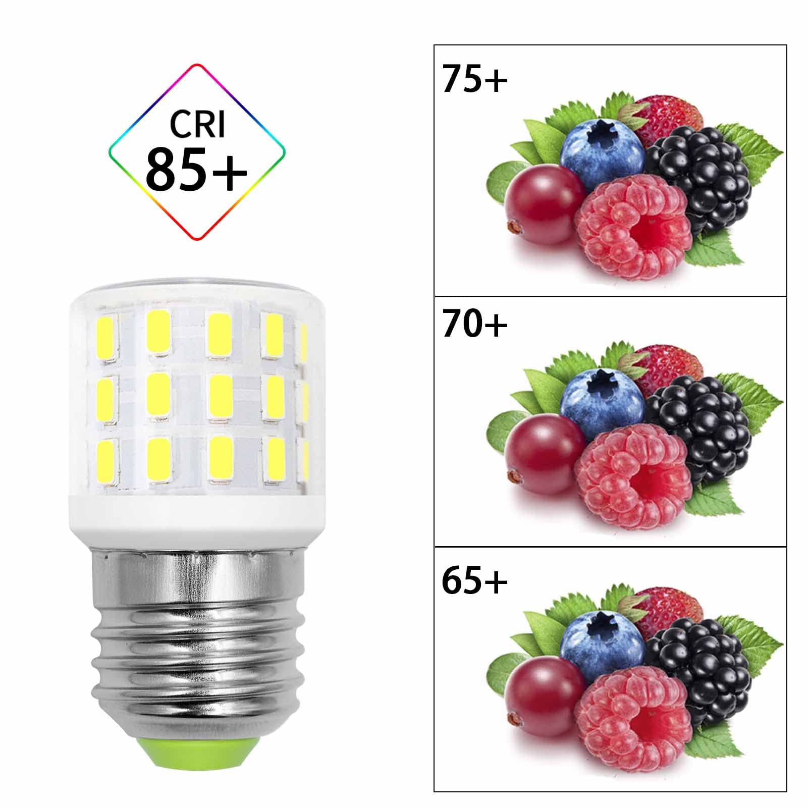 Refrigerator AC 100-265V 3.5W Replacement LED Light Bulb KEI D34L E26 40W Halogen Equivalent Lamp Daylight White 6000K 600Lm 4W Appliance T10 Kitchen Medium Screw Base Non-Dimmable Corn Bulbs 2 Pack