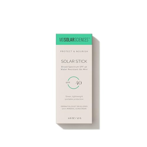 MDSolarSciences Solar Stick SPF 40 – Water-Resistant Mineral Sunscreen – Broad Spectrum UV Protection – Blendable Zinc Oxide Travel Stick – Smooth, Sheer and Natural Matte Finish, 0.6 Oz