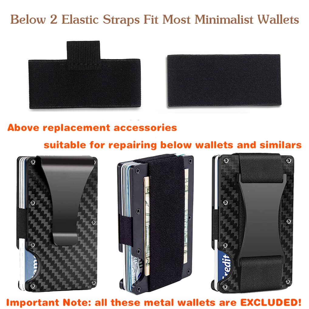 Replacement Screws for Minimalist Wallets with 1 Screwdriver & 2 Elastic Straps (FULL BLACK)