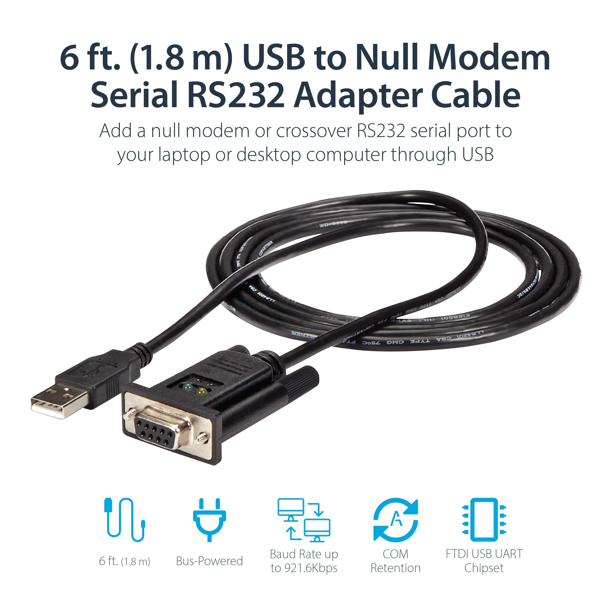 StarTech.com USB to Serial RS232 Adapter - DB9 Serial DCE Adapter Cable & com Slimline Serial DB9 Gender Changer - M/M - Serial Gender Changer - DB-9 (M) to DB-9 (M) - GC9SM