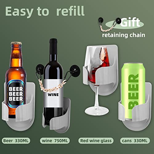 PLVTNM Wine Glass Holder for Shower Bathroom Cup Holder Bathtub Spa Suitable for Beer,Wine Bottle,Drink,1Pack Silicone Wall-Mounted with Bead Chain